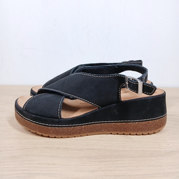 Clarks | Shoes | New Clarks Kassanda Step Black Nubuck Leather Platform ...
